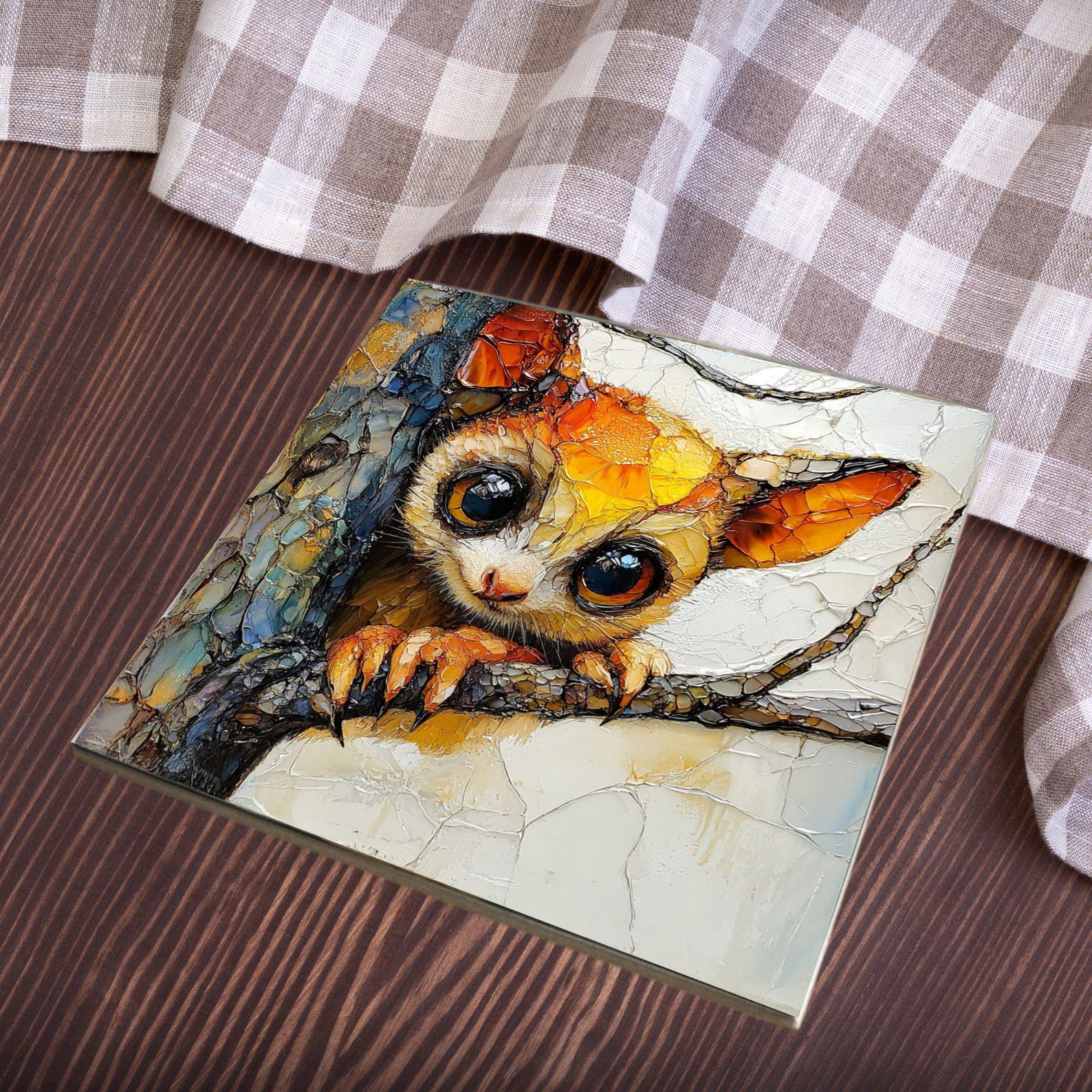 Bushbaby Inf Adorable Ceramic Art Tile Bookshelf Art for Bookish Book ...
