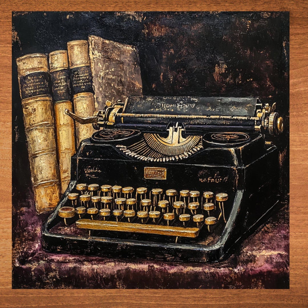 Vintage Typewriter Book Nook Ceramic Art Tile Decor for Book Lover ...