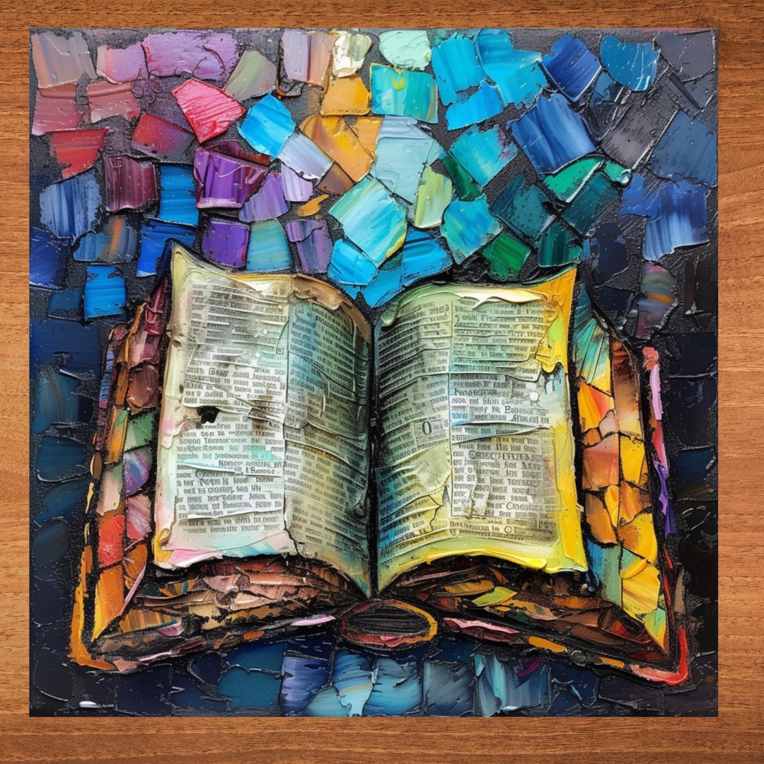 Open Bible Stained Glass Look Art on Glossy Ceramic Tile Tileful Artful ...