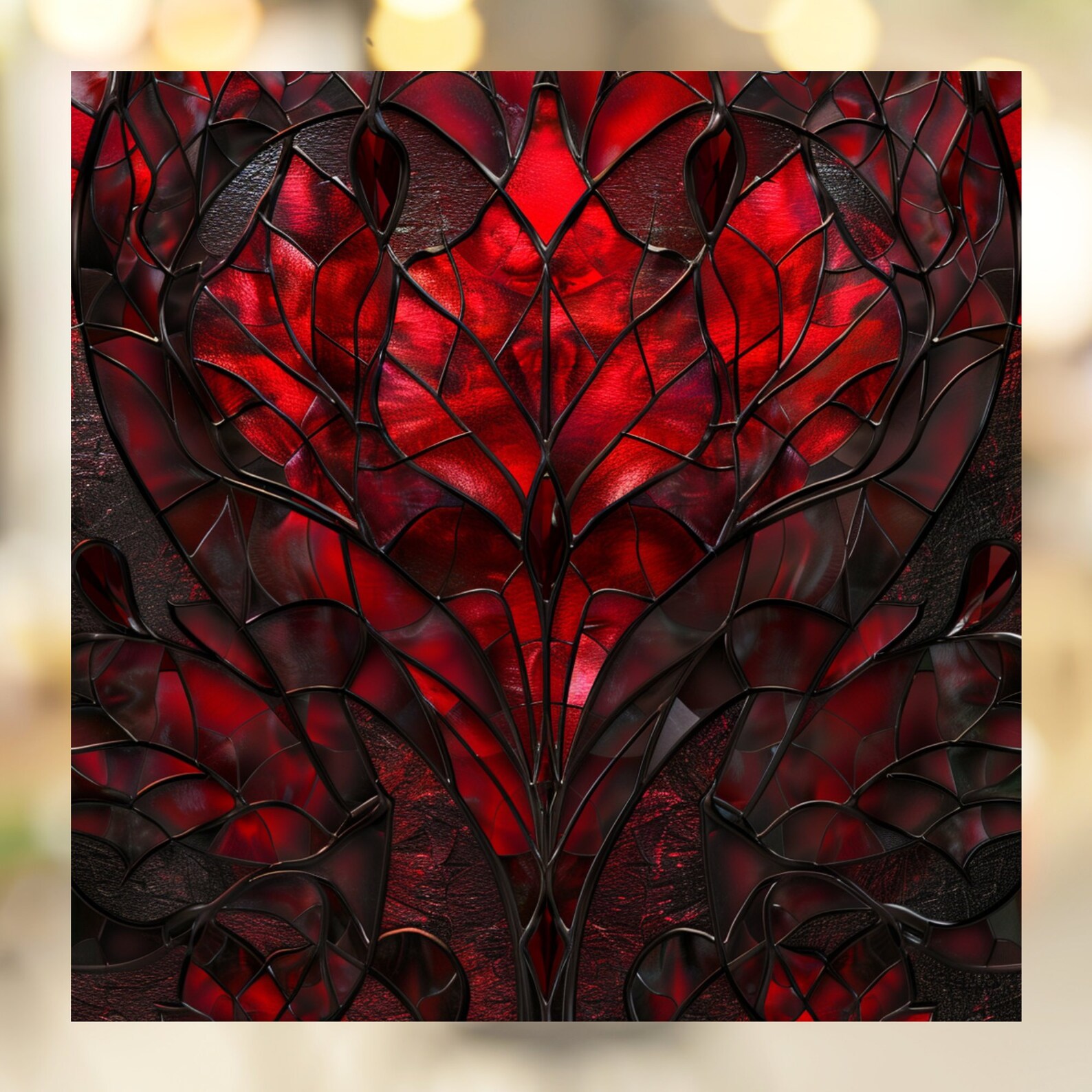 Cardinal Red Stained Glass Window Cling Gothic Decor Sticker Decal ...