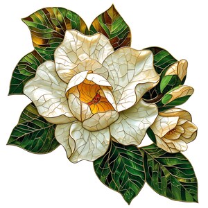 Gardenia Stained Glass Window Cling Beautiful Flower Window Artwork ...