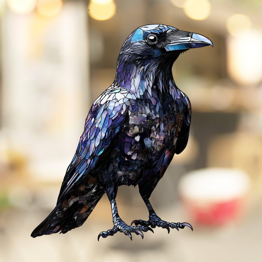 Common Raven Window Cling Sticker Decal Window Film Gift for Bird ...