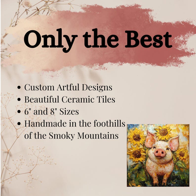 Pig in Sunflower Field Decorative Tile Ceramic Art Tile Wall Decor ...