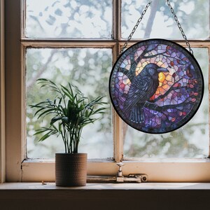 Raven in Tree Suncatcher Window Decor Artful Gift for Mothers Day ...