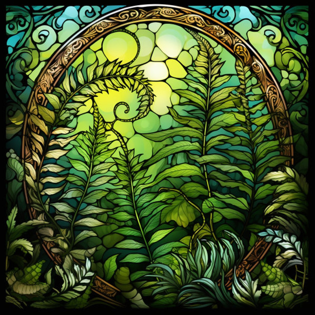 Fern Stained Glass Window Cling Fern Faux Stained Glass Window Film ...