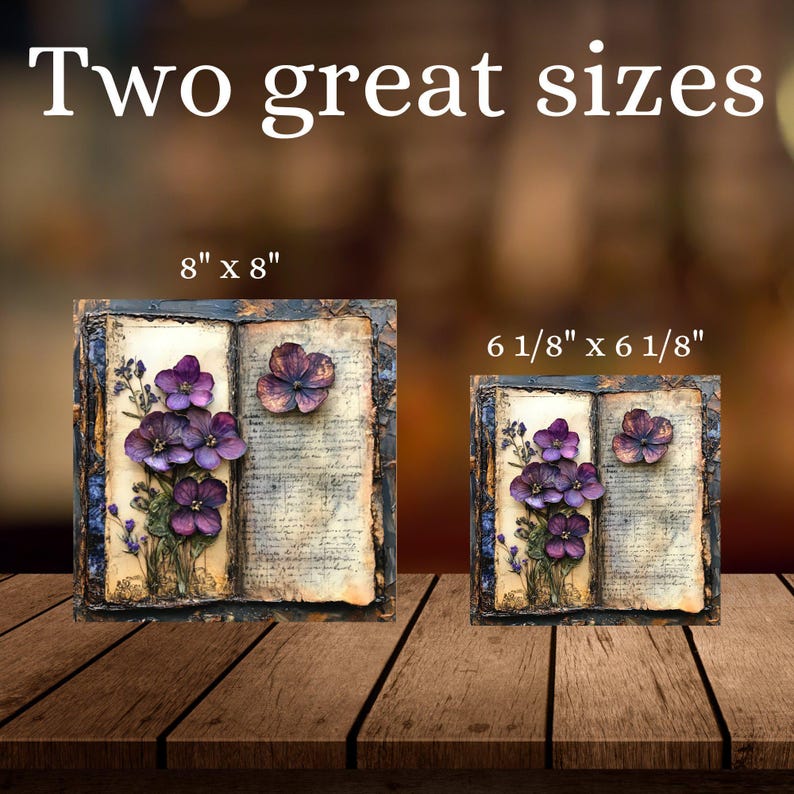 Pressed Flower Book Bookshelf Decore Beautiful Ceramic Art Tile Dark ...