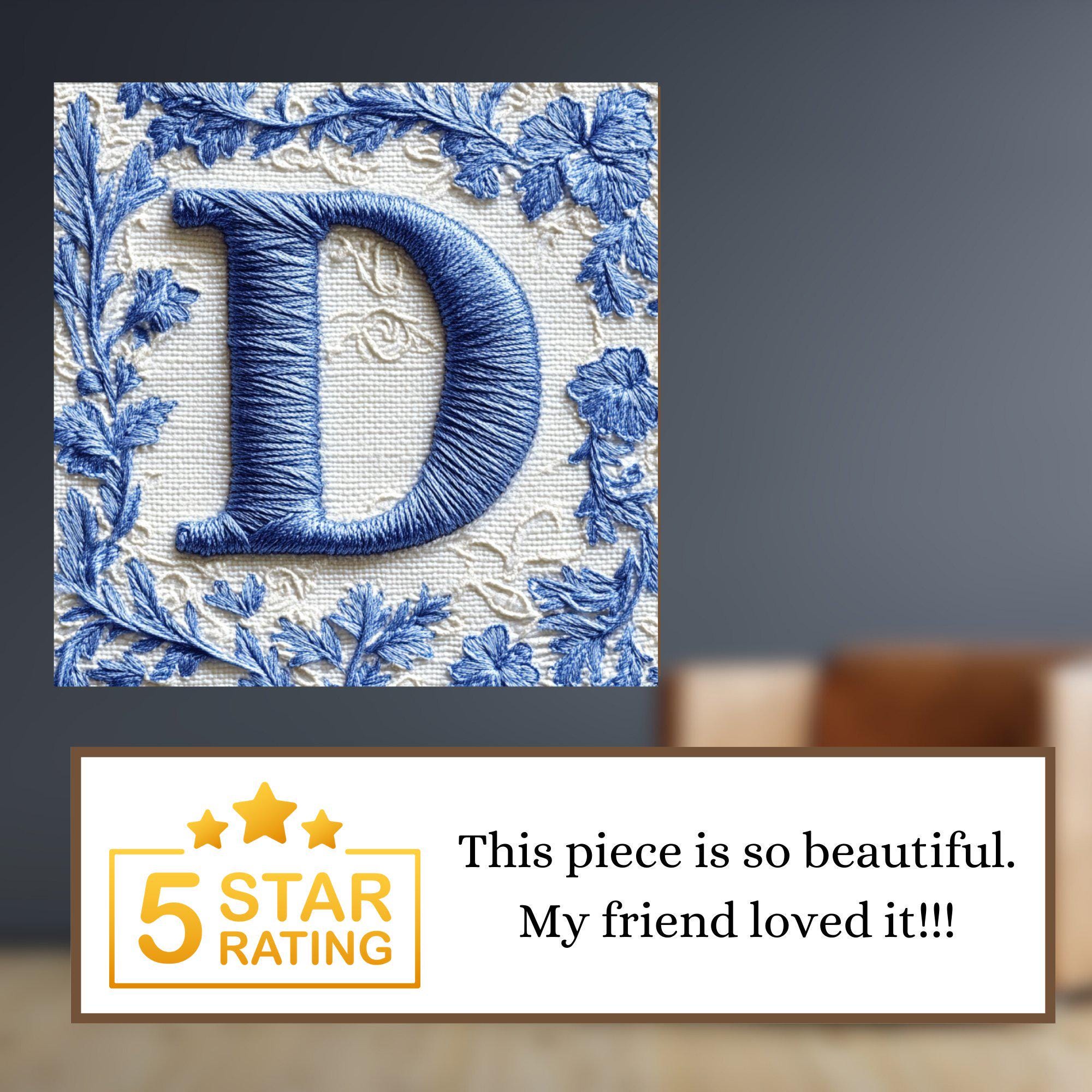 D Letter Monogram Ceramic Art Tile Grandmillennial Style Decor Home Art ...