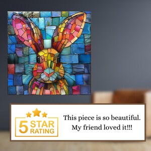 Rabbit Stained Glass Look Art on Glossy Ceramic Decorative Tile Tileful ...