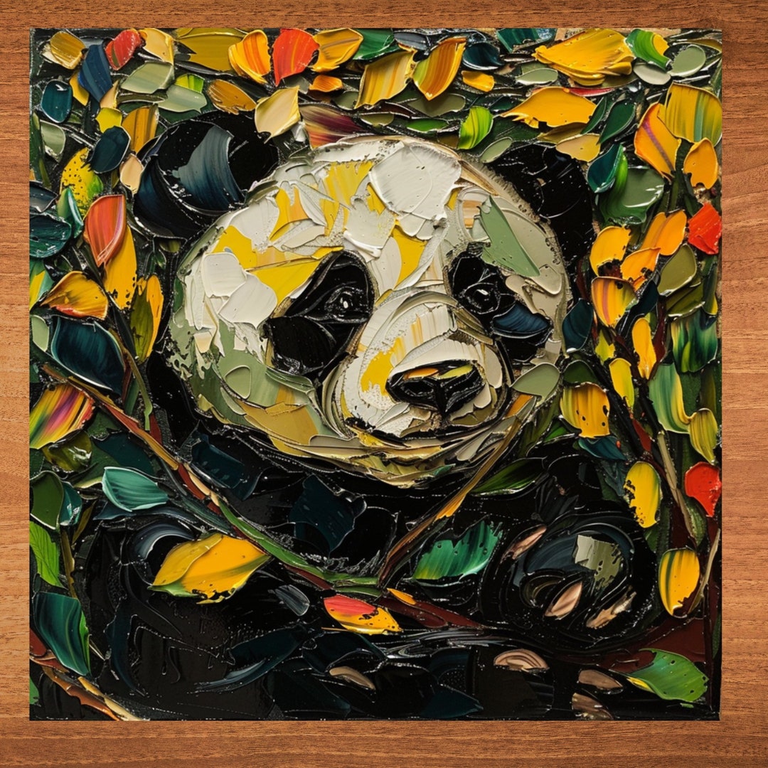 Panda Stained Glass Look Art on Glossy Ceramic Decorative Tile Tileful ...