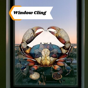 Stone Crab Window Cling Stained Glass Look Decal Sticker Window Film No ...