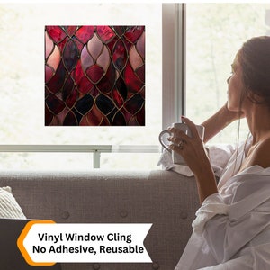 Maroon and Rose Gold Stained Glass Window Cling Gothic Decor Sticker ...