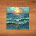 Ocean Waves at Sunrise Stained Glass Look Art on Glossy Ceramic Tile ...