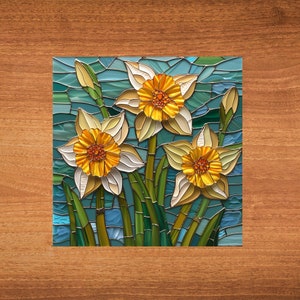 Daffodil March Ceramic Tile Wall Art Decorative Tile Unique Home Decor ...