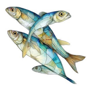 Herring Window Cling Stained Glass Look Decal Sticker Window Film No ...