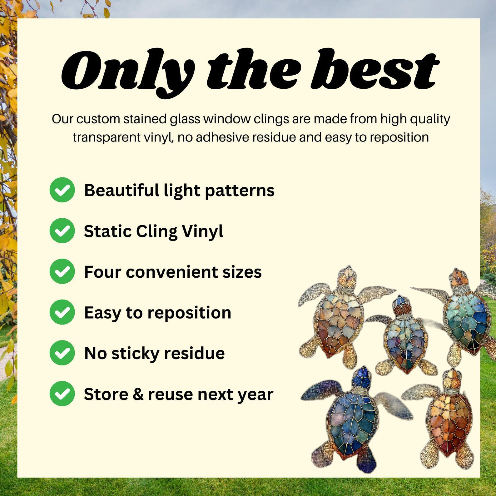 Sea Turtle Hatchlings Window Cling Stained Glass Look Decal Sticker ...