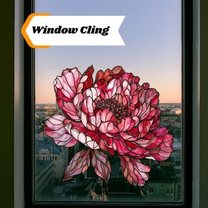 Peony Stained Glass Window Cling Beautiful Flower Window Artwork Window ...