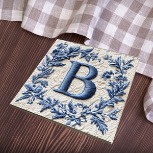 B Letter Monogram Ceramic Art Tile Grandmillennial Style Decor Home Art ...