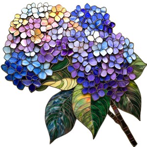 Hydrangea Stained Glass Window Cling Beautiful Flower Window Artwork ...