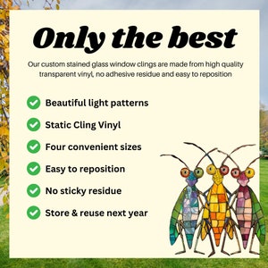 Crickets Stained Glass Window Cling Sticker Decal Vinyl Window Film Bug ...