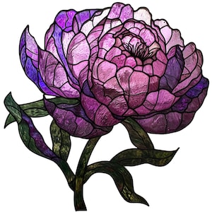 Peony Stained Glass Window Cling Beautiful Flower Window Artwork Window ...