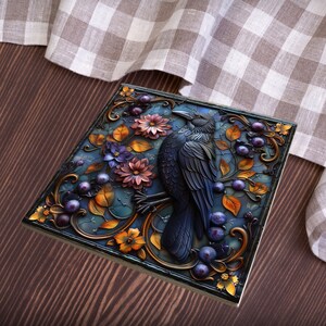 Raven Art Deco Ceramic Art Tile Decorative Glossy Tile for Bookshelf ...