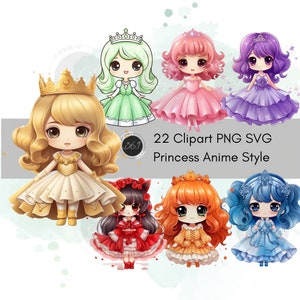 Princess Clipart Japan Anime Style Kawaii Princess PNG Graphic, Digital ...
