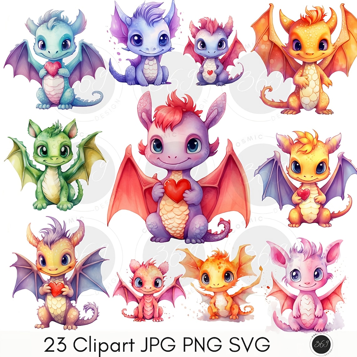 Fantasy Dragon Clipart, 23 Cute Dragons Clip Art, Art for Kids Baby ...