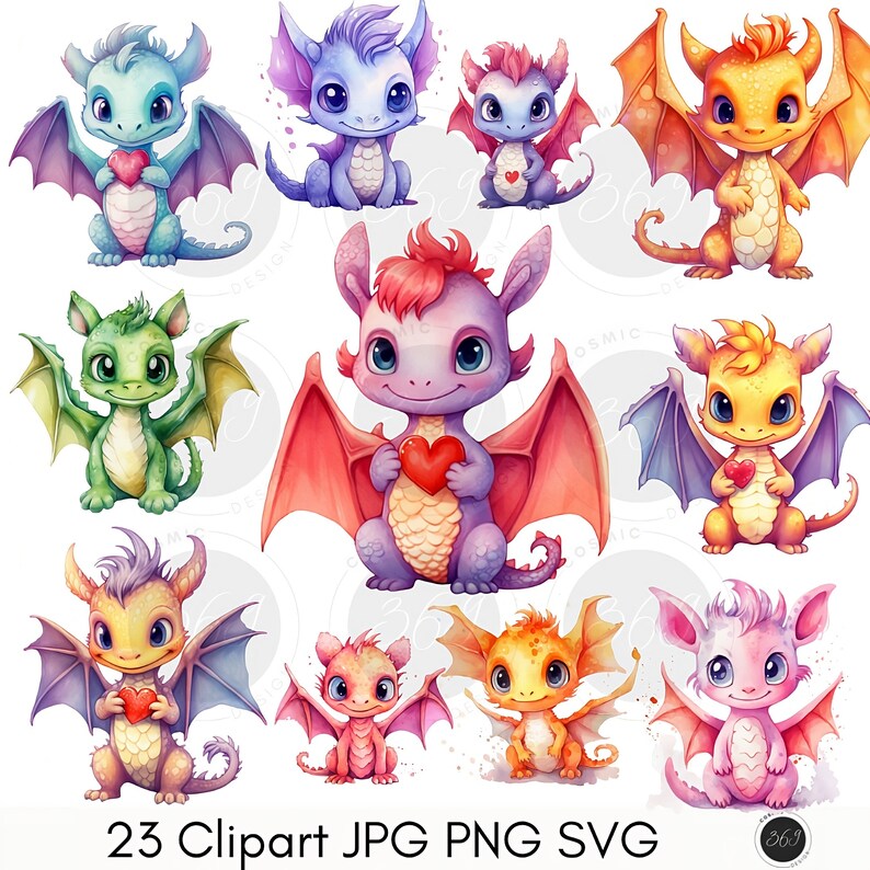 Fantasy Dragon Clipart, 23 Cute Dragons Clip Art, Art for Kids Baby ...