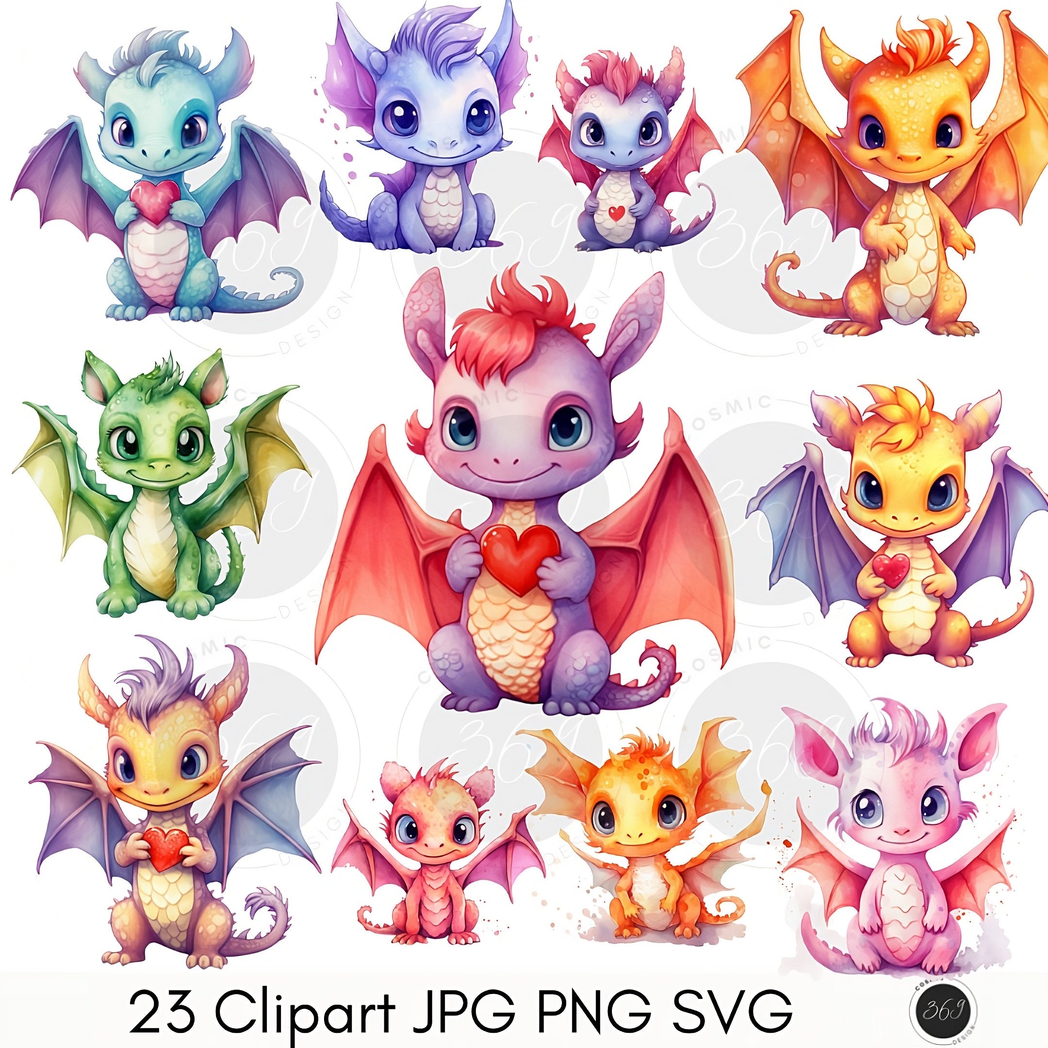 Fantasy Dragon Clipart, 23 Cute Dragons Clip Art, Art for Kids Baby ...
