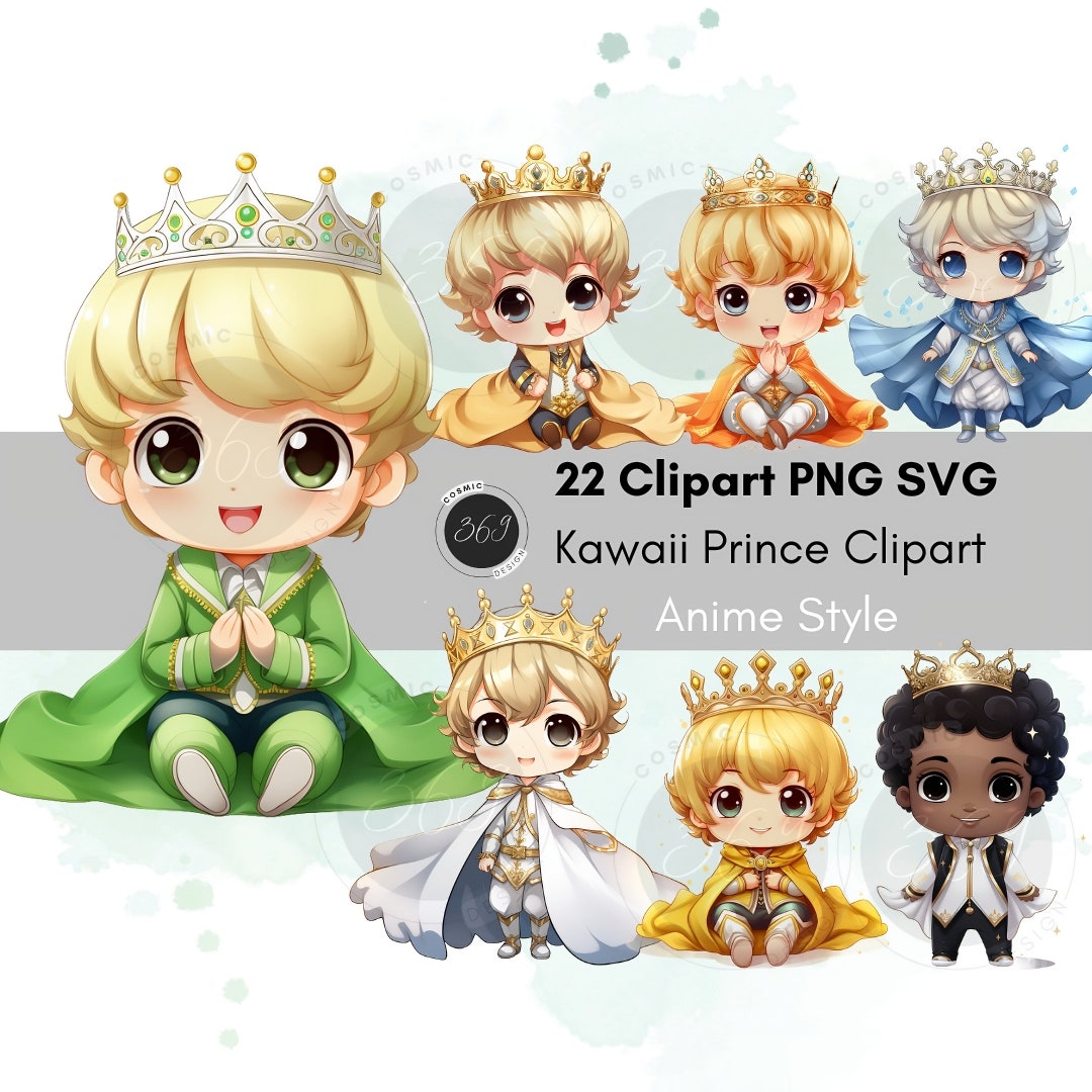 Kawaii Prince Clipart PNG SVG Bundle for Personal & Commercial Use ...