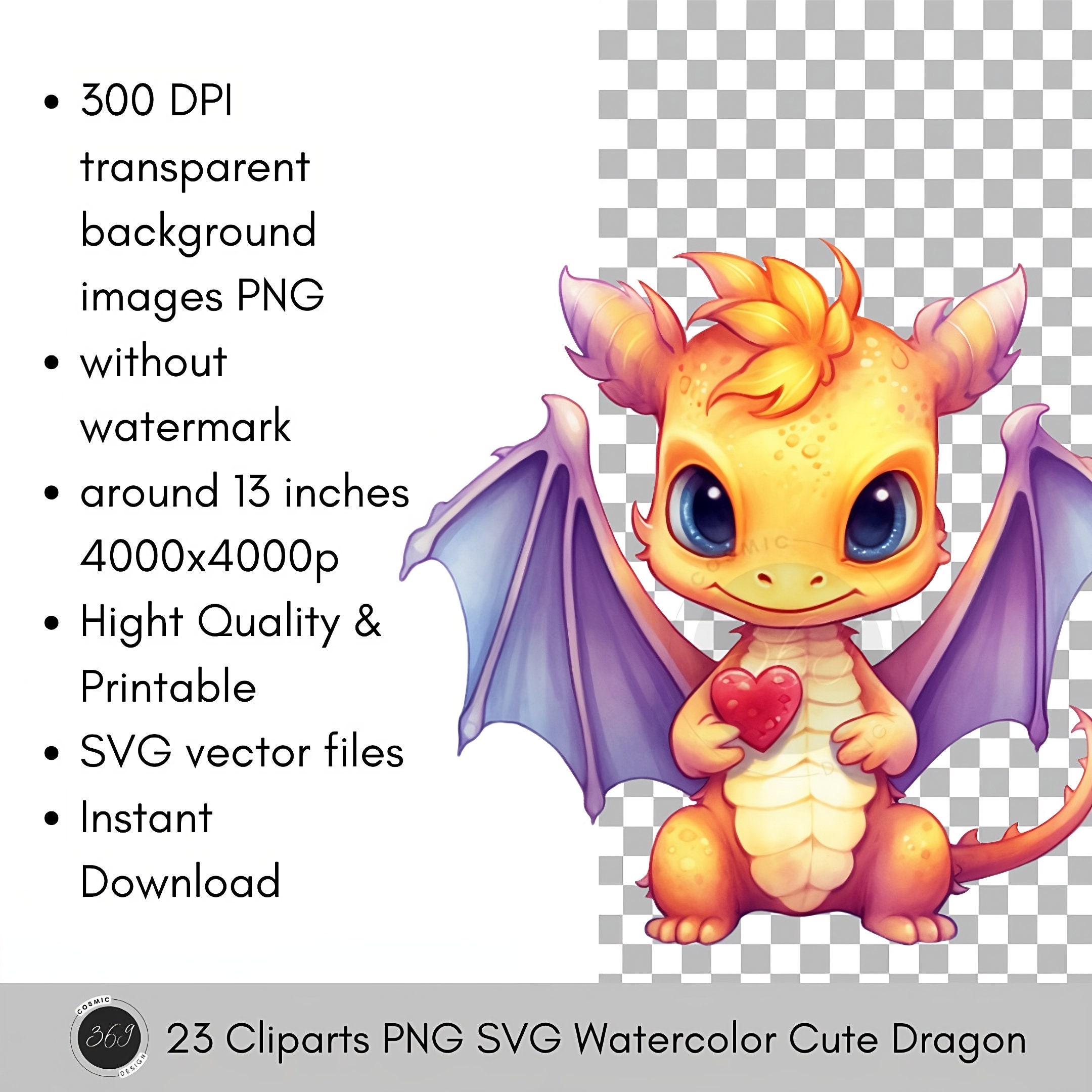 Fantasy Dragon Clipart, 23 Cute Dragons Clip Art, Art for Kids Baby ...