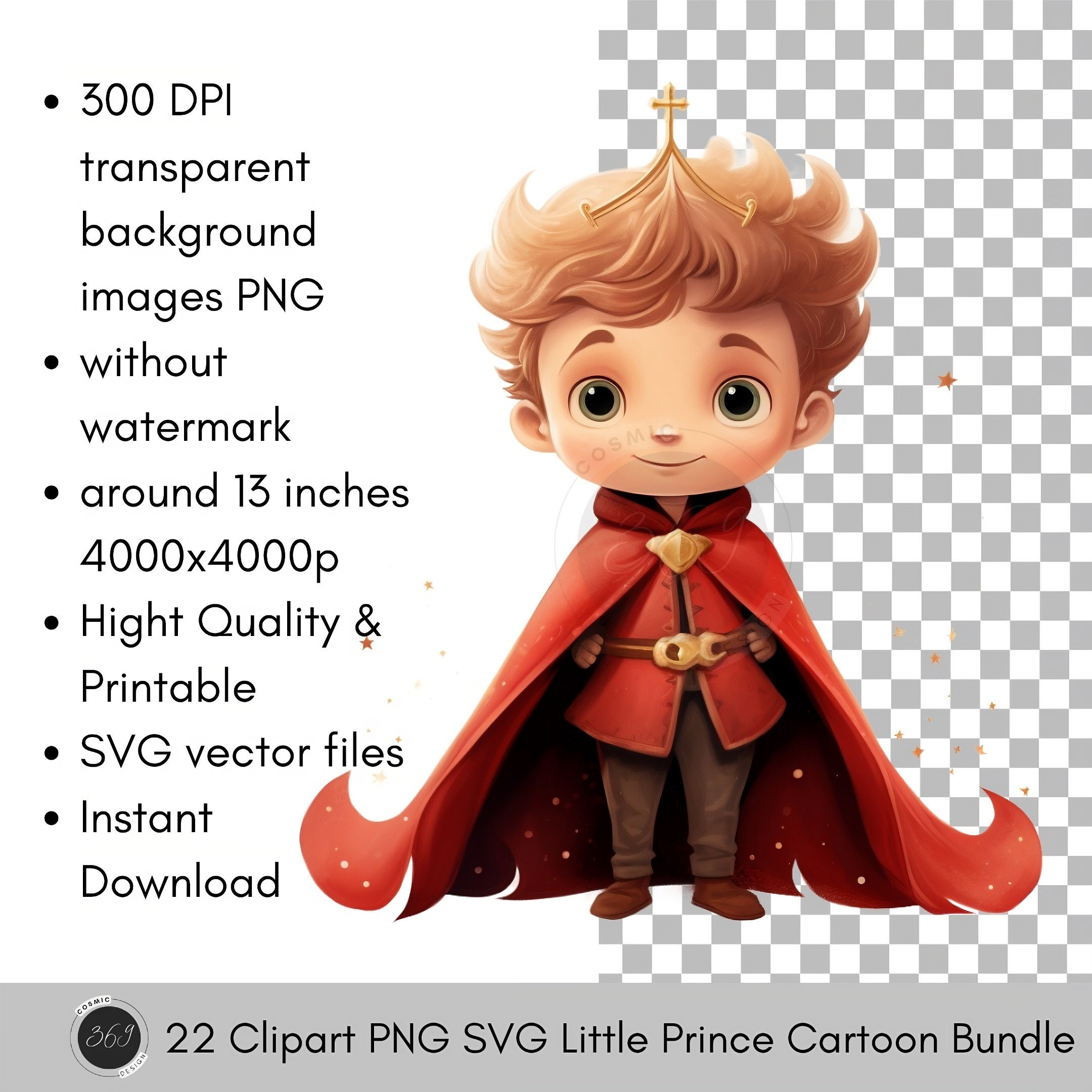 Prince Clipart PNG SVG Bundle for Personal and Commercial Use, Cartoon ...