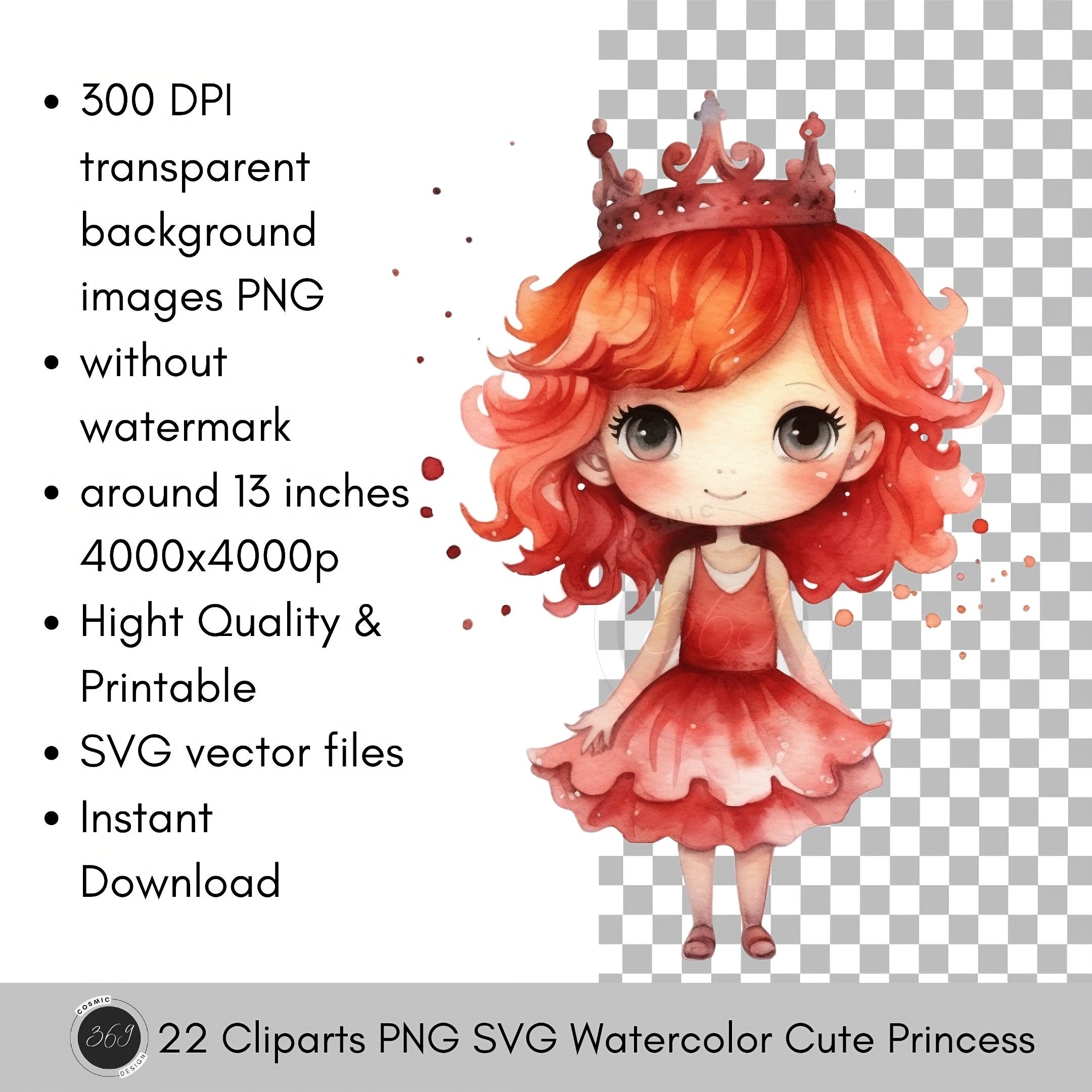 Princess Clipart Watercolor Little Princesses Clipart 22 - Etsy