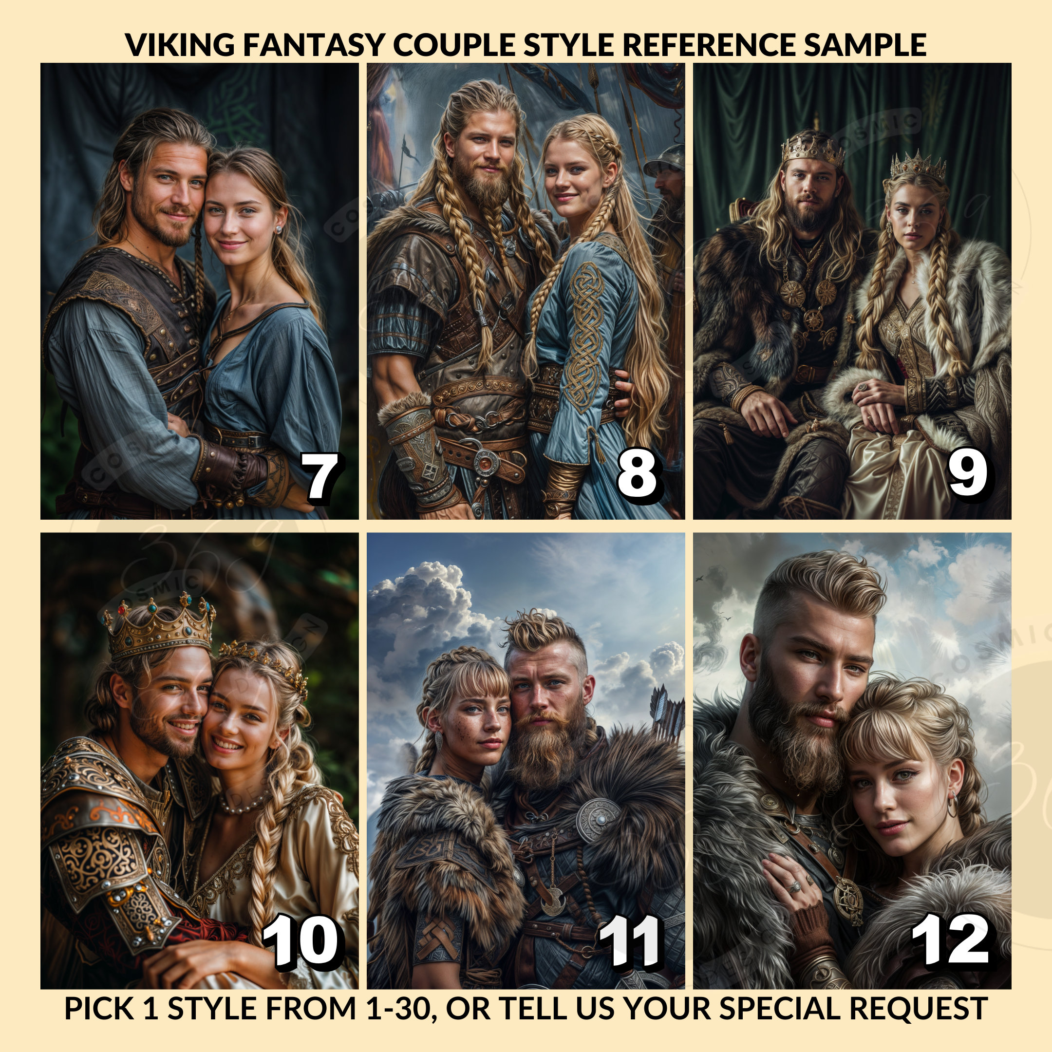 Custom Viking Couple Portrait From Photo, Fantasy Custom-portrait Gift ...