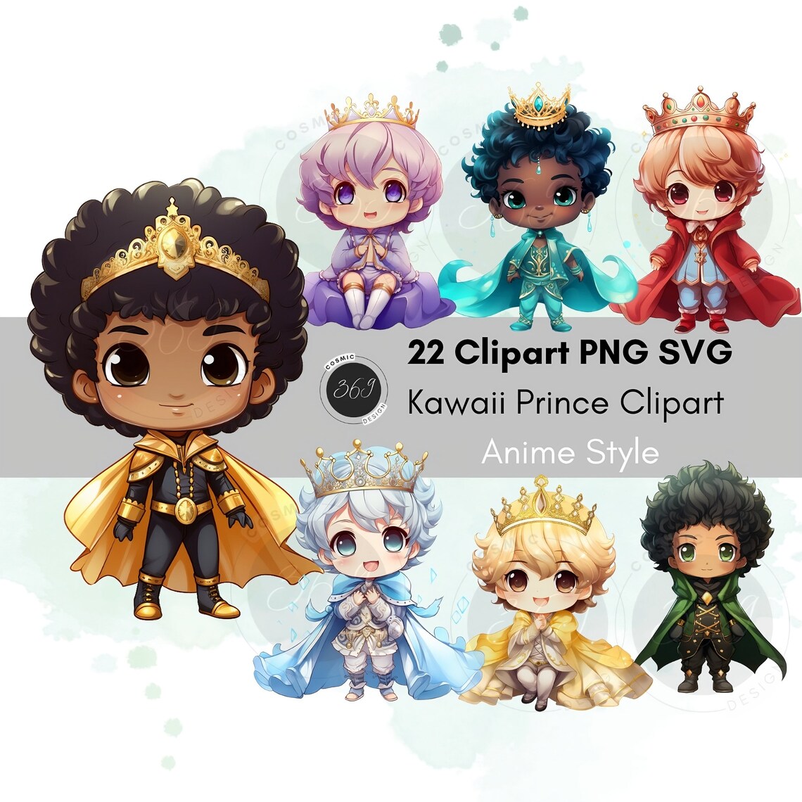 Kawaii Prince Clipart PNG SVG Bundle for Personal & Commercial Use ...