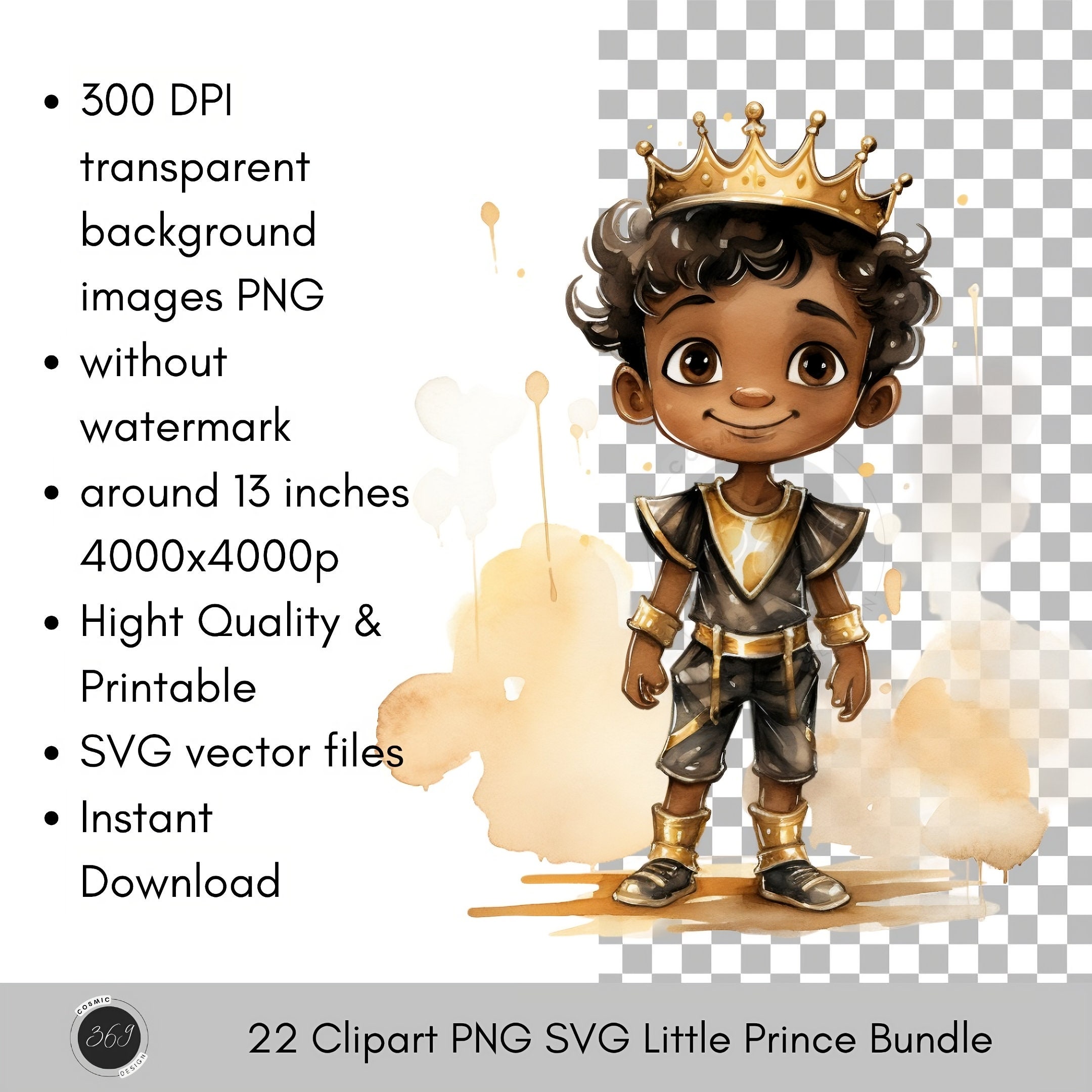 Prince Clipart PNG SVG Bundle for Personal & Commercial Use, Watercolor ...