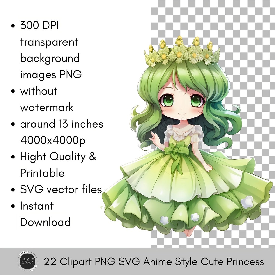 Princess Clipart Japan Anime Style Kawaii Princess PNG - Etsy