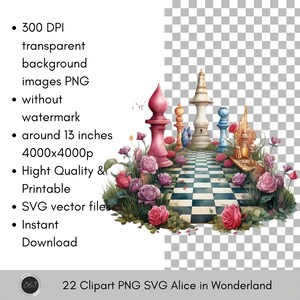 Alice Wonderland Clipart Watercolor 22 Designs PNG SVG Personal ...