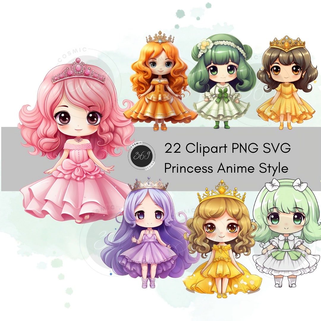 Princess Clipart Japan Anime Style Kawaii Princess PNG Graphic, Digital ...