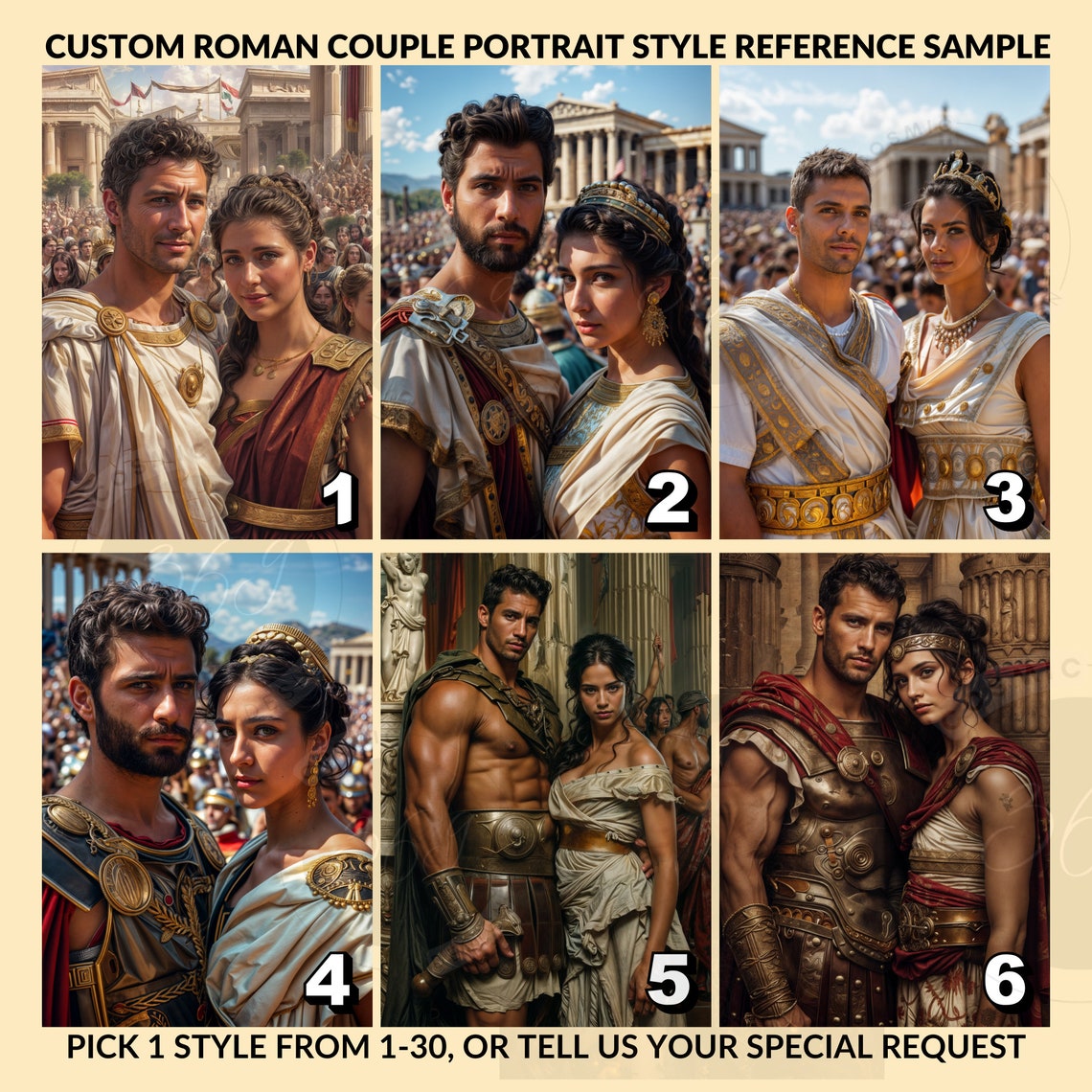 Custom Couple Portrait From Photo Roman Couple Style, Custom Photo ...