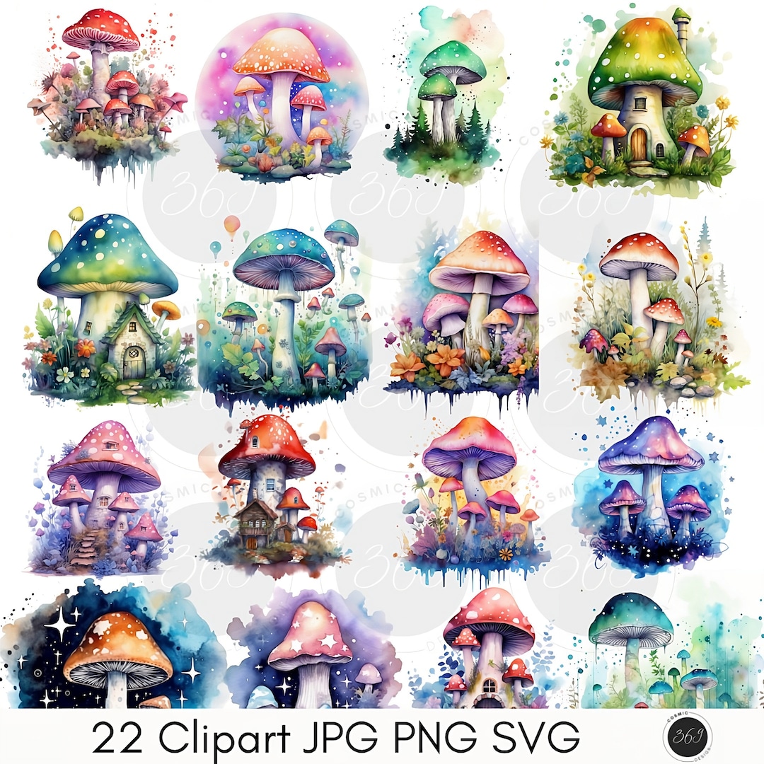 Watercolor Mushrooms Clipart Bundle 22, Magic Mushroom, Forest Nature ...