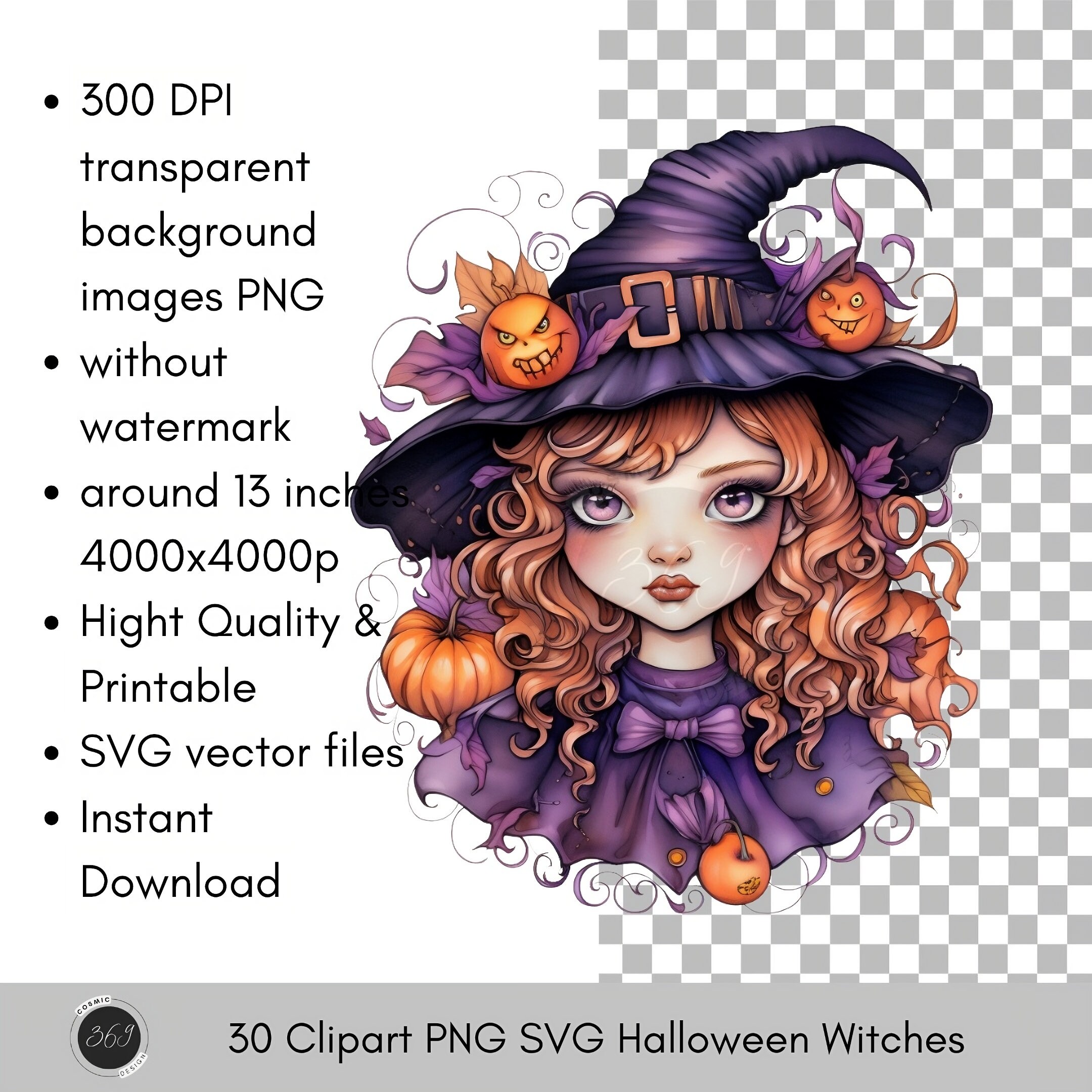 Halloween Witches Clipart Set 30 PNG SVG Personal & Commercial Use ...