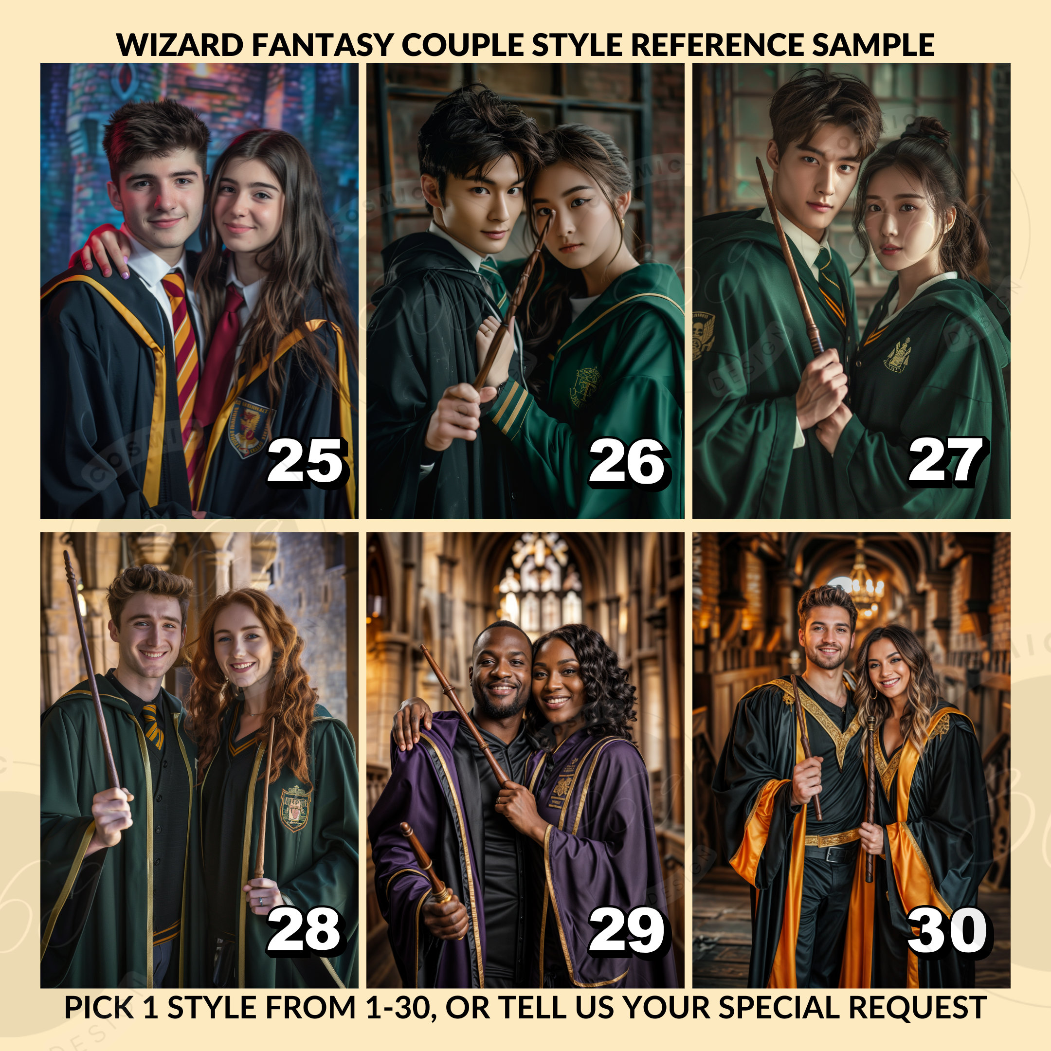 Custom Personalized Wizard Couple Portrait From Photo, Custom Wizarding ...