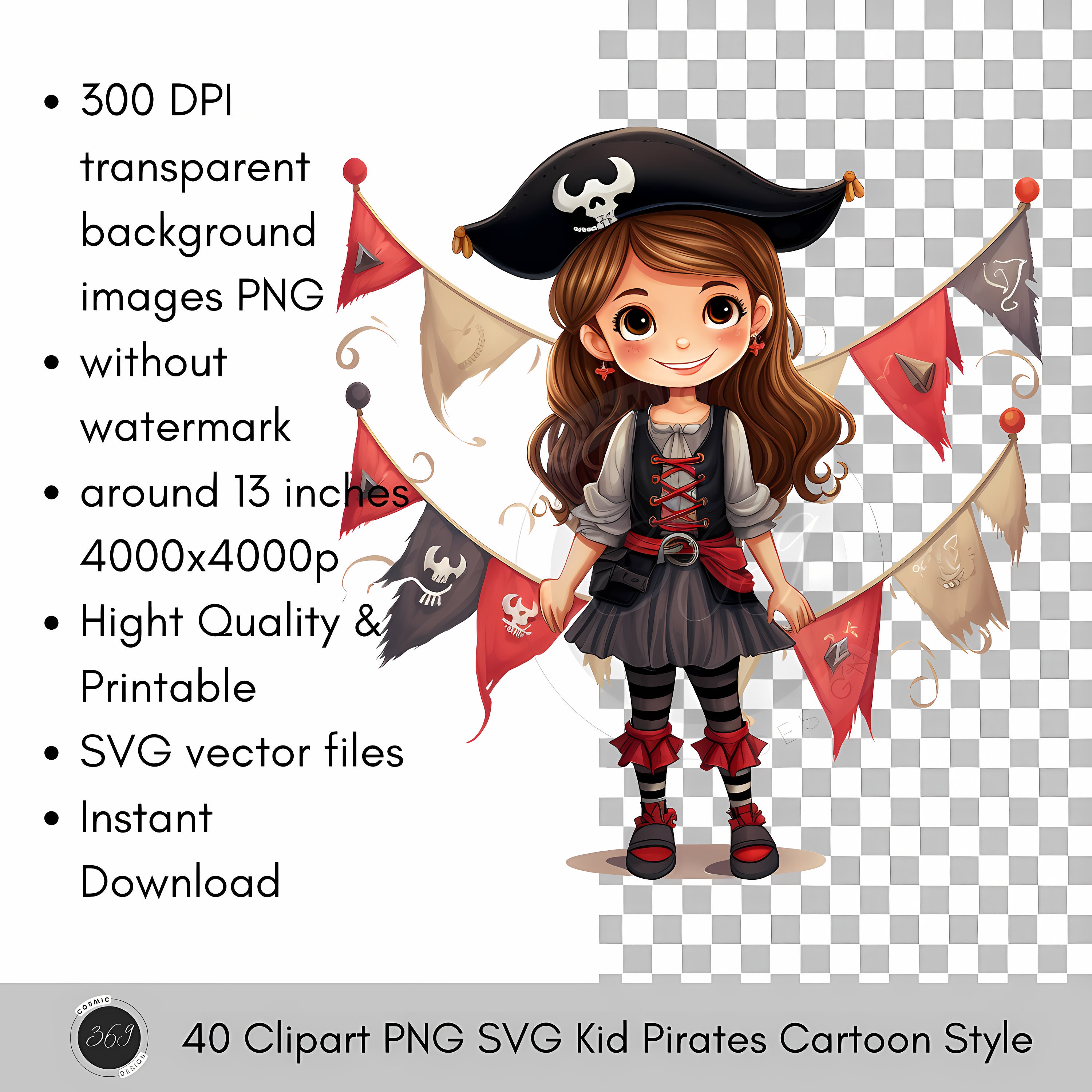 Kid Pirates Birthdayparty Clipart Bundle 40 PNG SVG Commercial Use ...