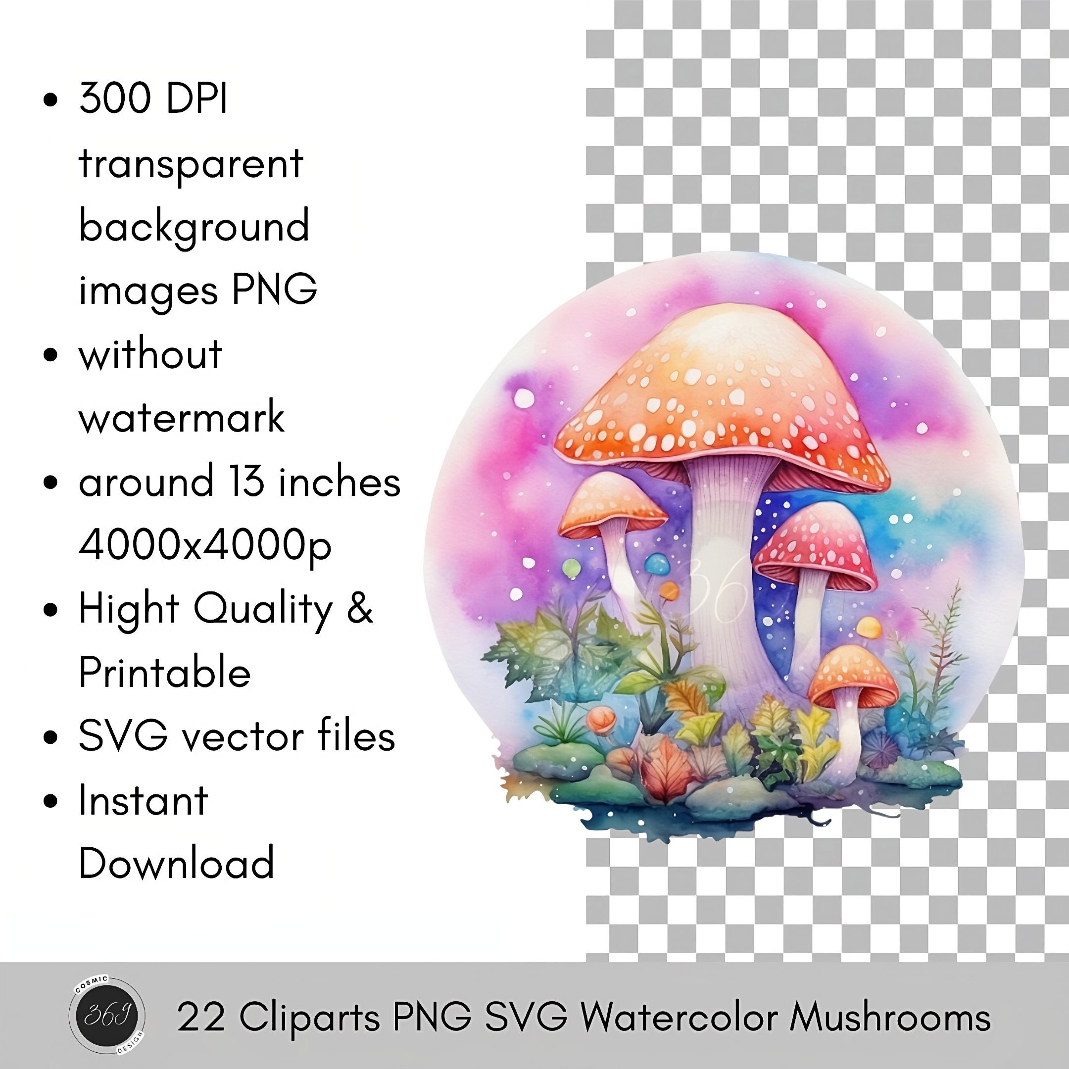 Watercolor Mushrooms Clipart Bundle 22, Magic Mushroom, Forest Nature ...