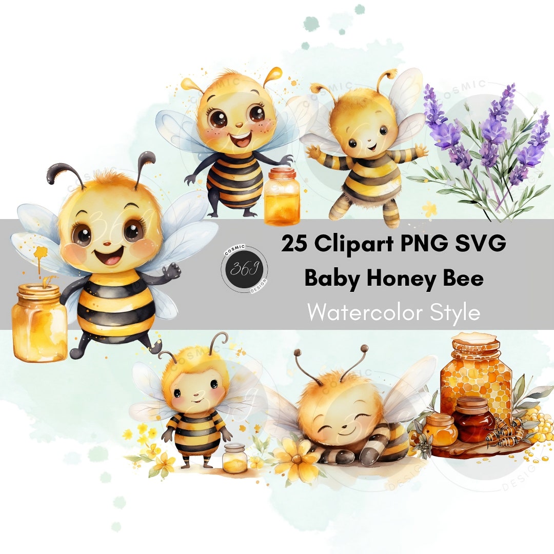 Honey Bee Clipart Cute Baby Bee 25 Designs PNG SVG Personal ...