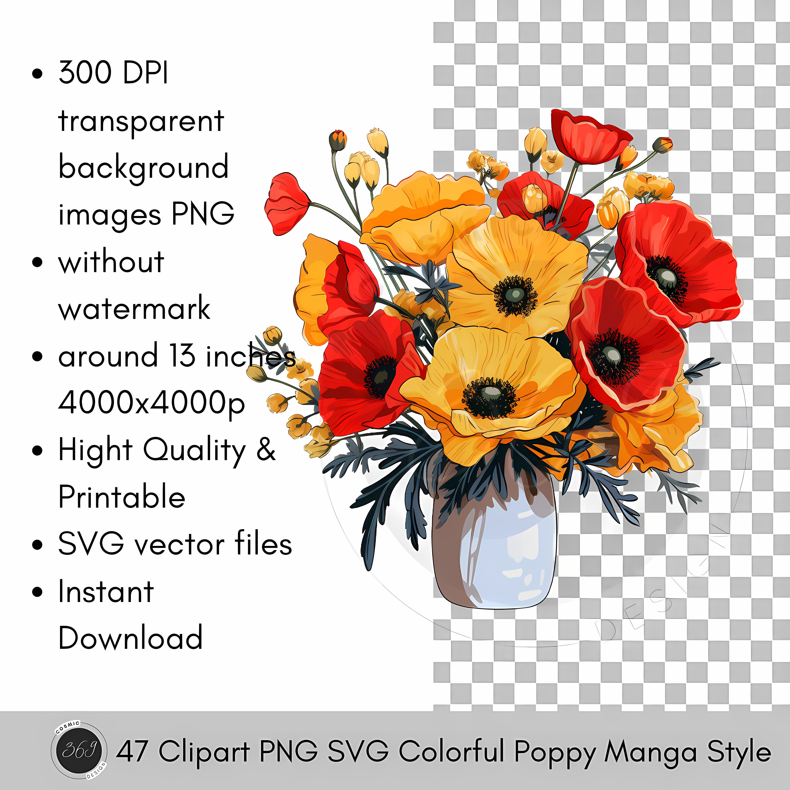 Watercolor Poppy Clipart Bundle 47 PNG SVG for Personal & Commercial ...