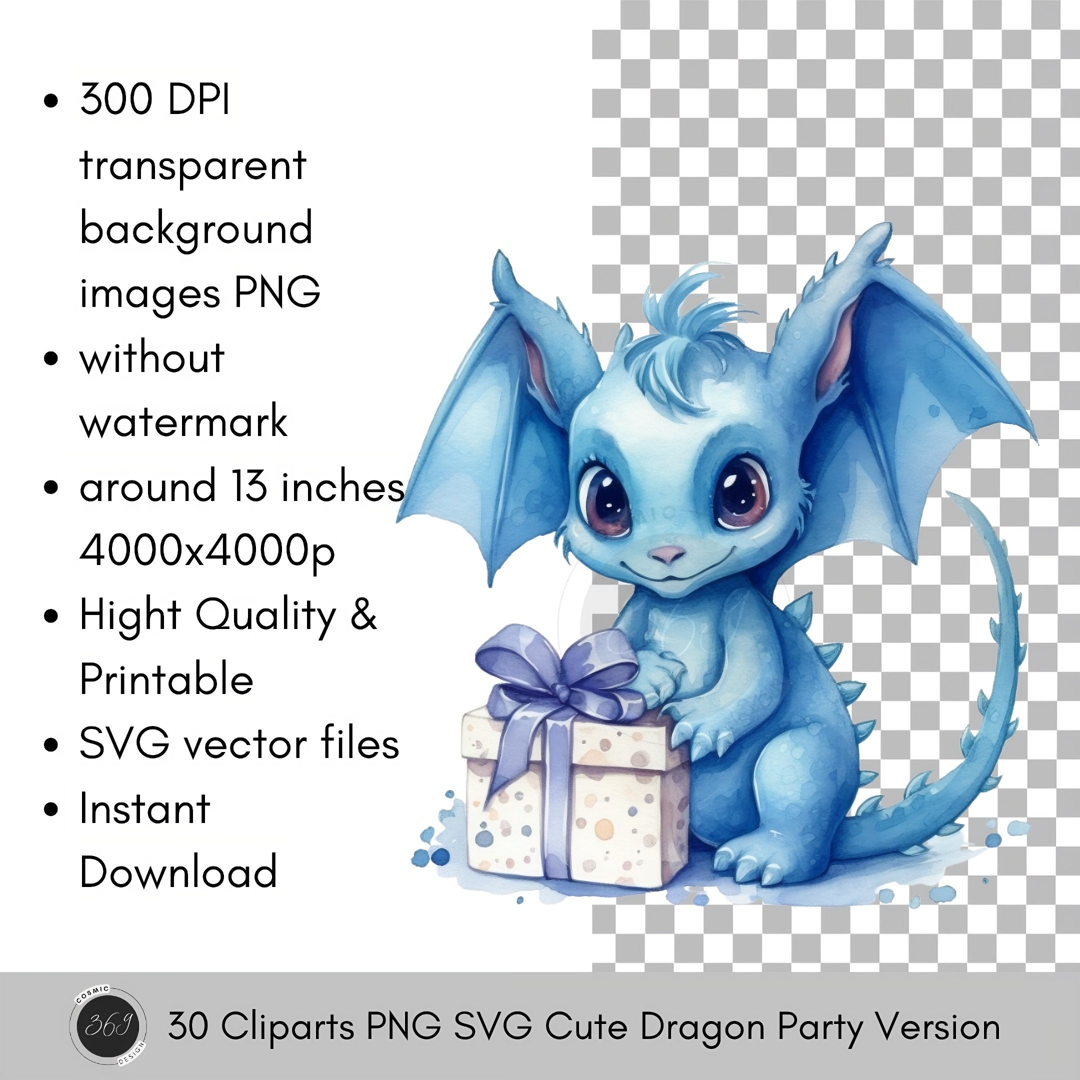 Cute Dragon Clipart Party Version 30 Designs Watercolor Style, Adorable ...