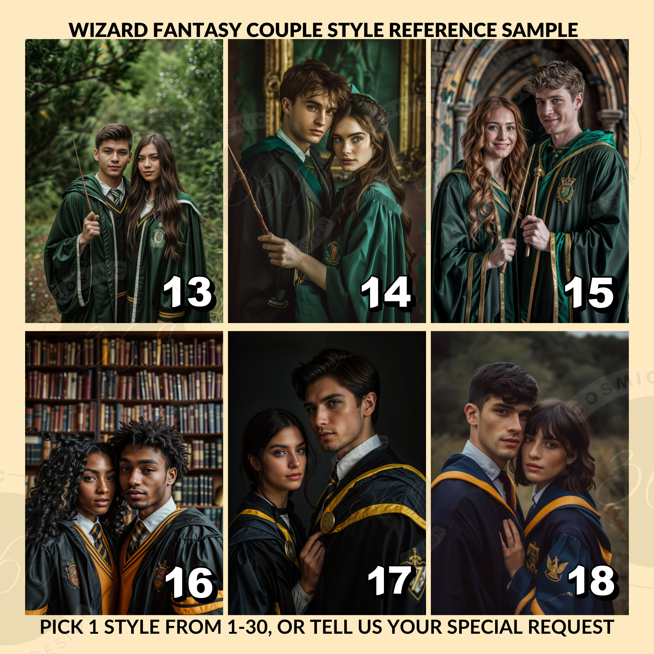 Custom Personalized Wizard Couple Portrait From Photo, Custom Wizarding ...