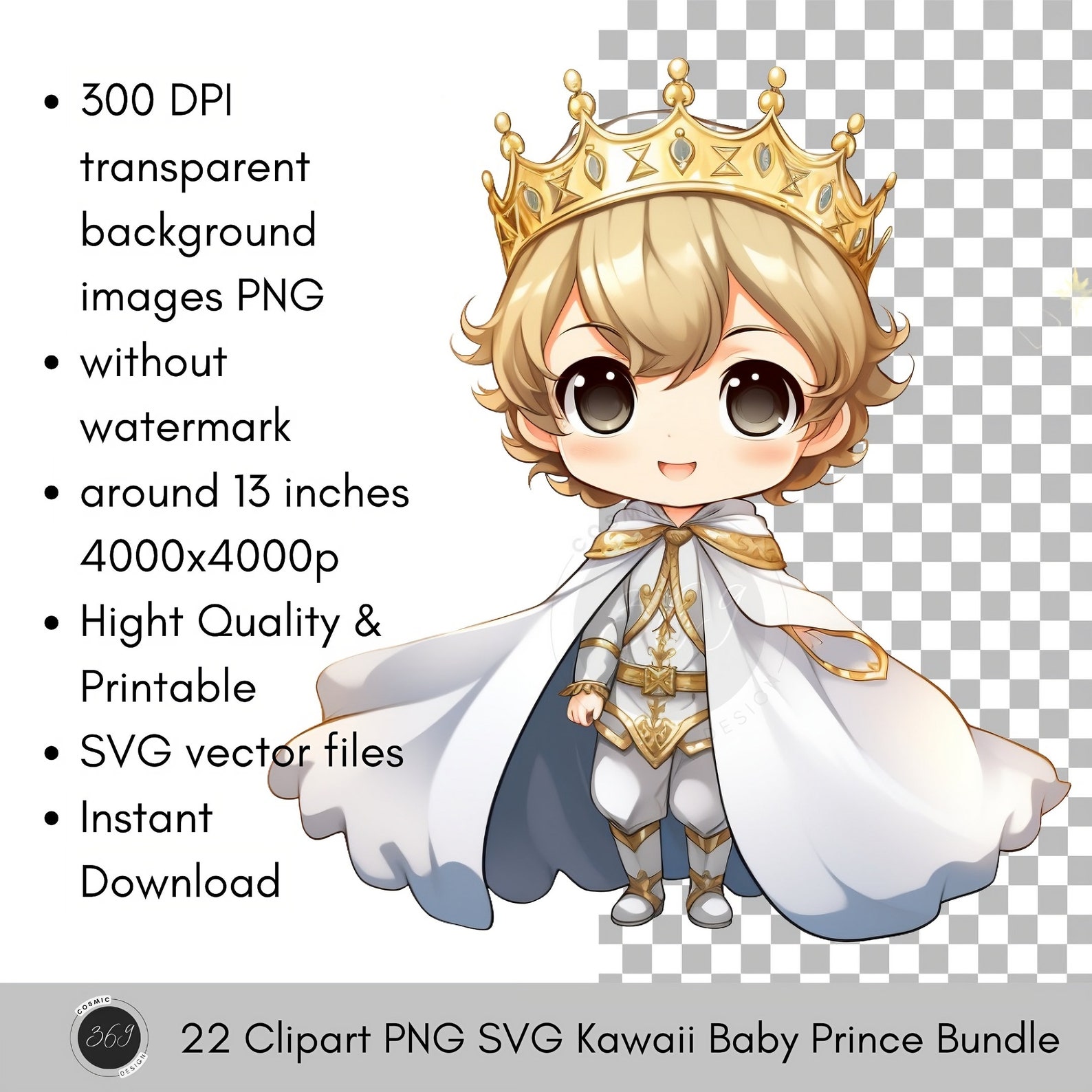 Kawaii Prince Clipart PNG SVG Bundle for Personal & Commercial Use ...